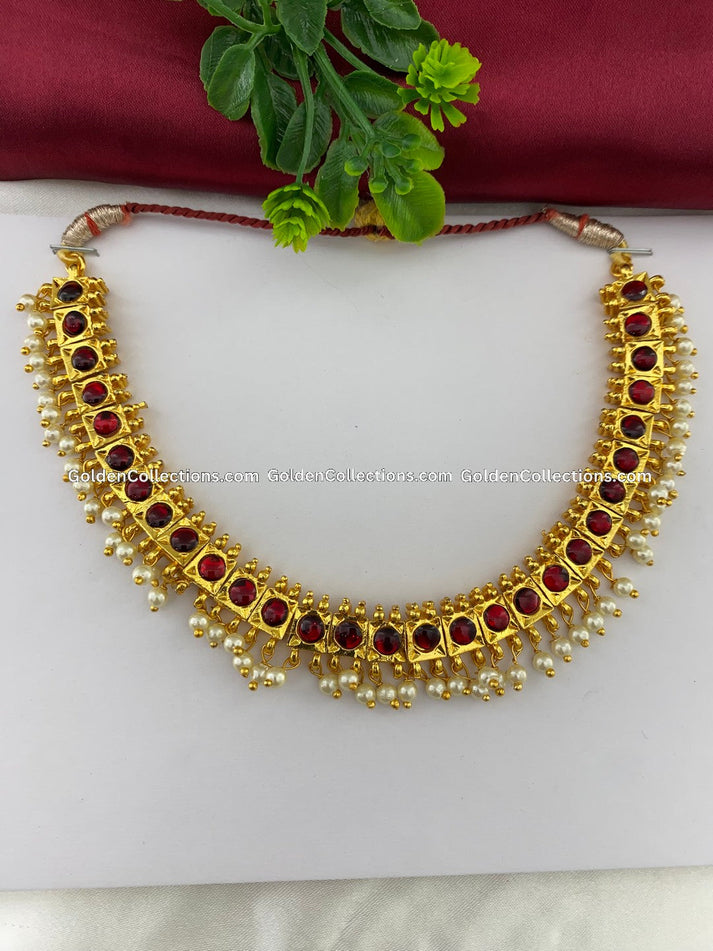 Traditional Kempu Pearls Bharatanatyam Necklace BSN-025 – Golden ...
